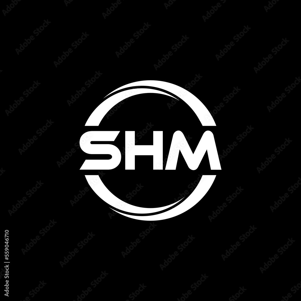 SHM letter logo design with black background in illustrator, cube logo ...