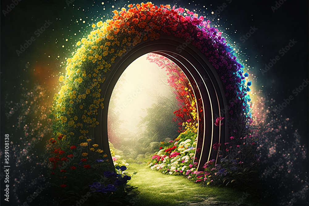 Experience the Magic of a Fantasy Garden with a Colorful Rainbow ...