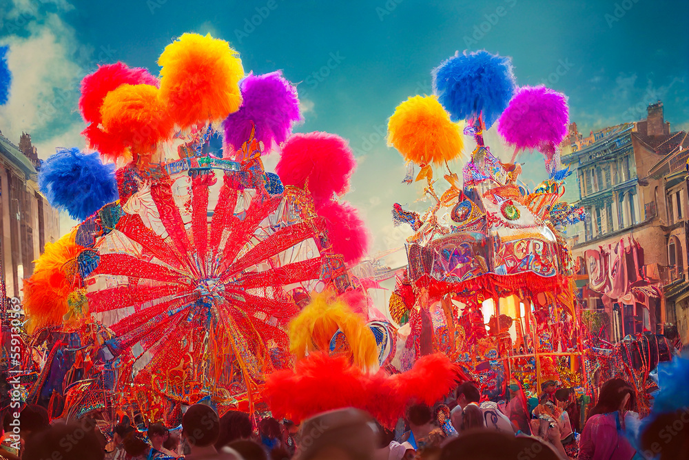 carnival parade on the street, Generative AI Art Illustration 02 Stock ...