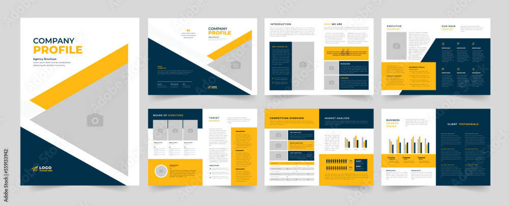 Company profile Layout profile Company template brochure design Yellow ...