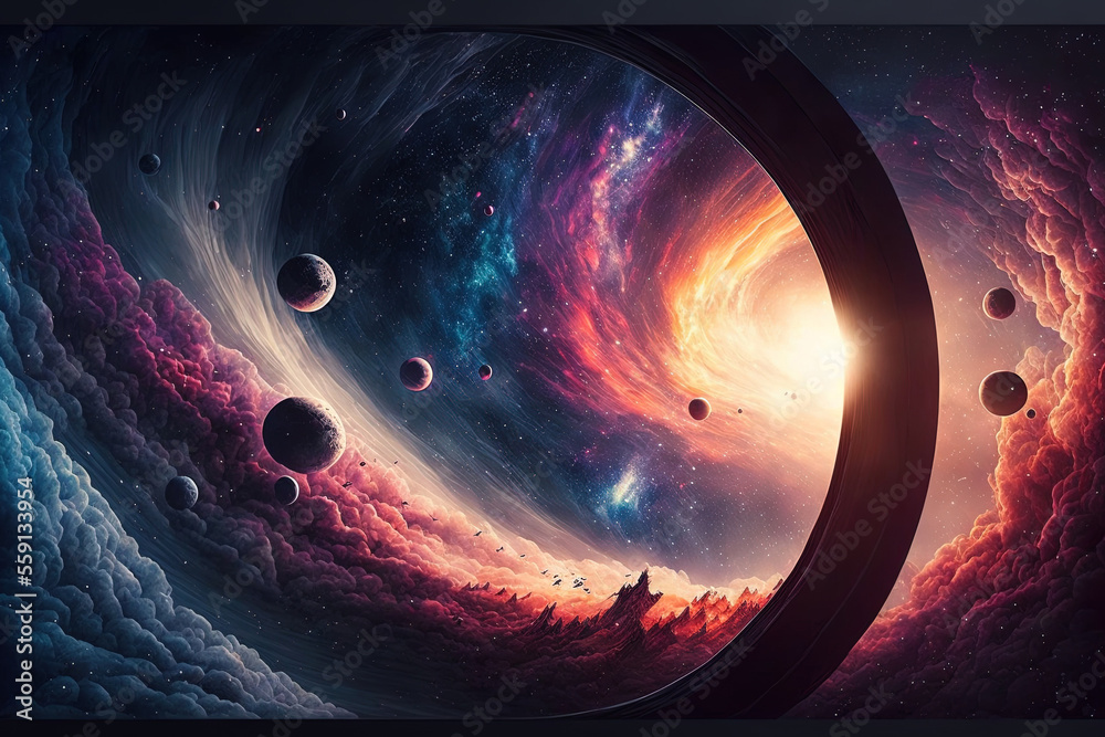 panorama of a galaxy, planets, and stars in space. banner design. Many ...