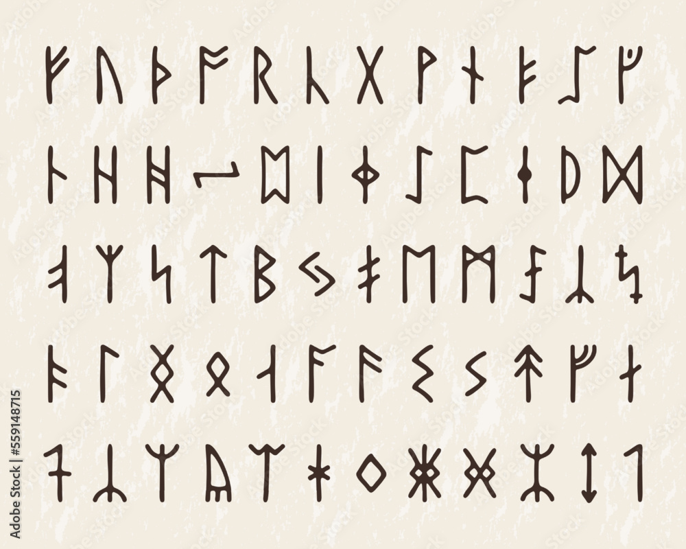Viking rune symbols, Norse alphabet. Celtic runic futhark, ancient ...