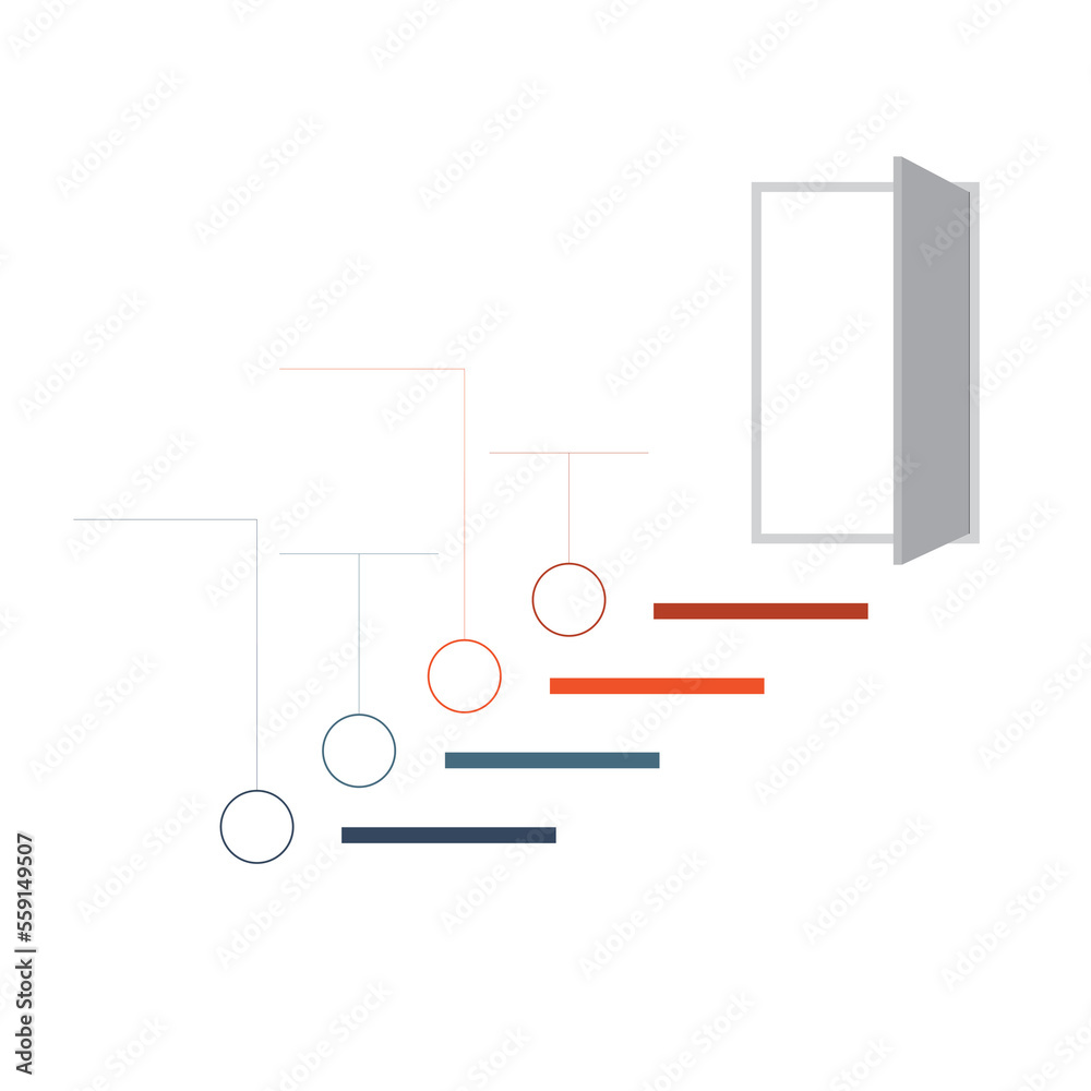 Ladder of success, leading up to an open door. Successful strategy ...