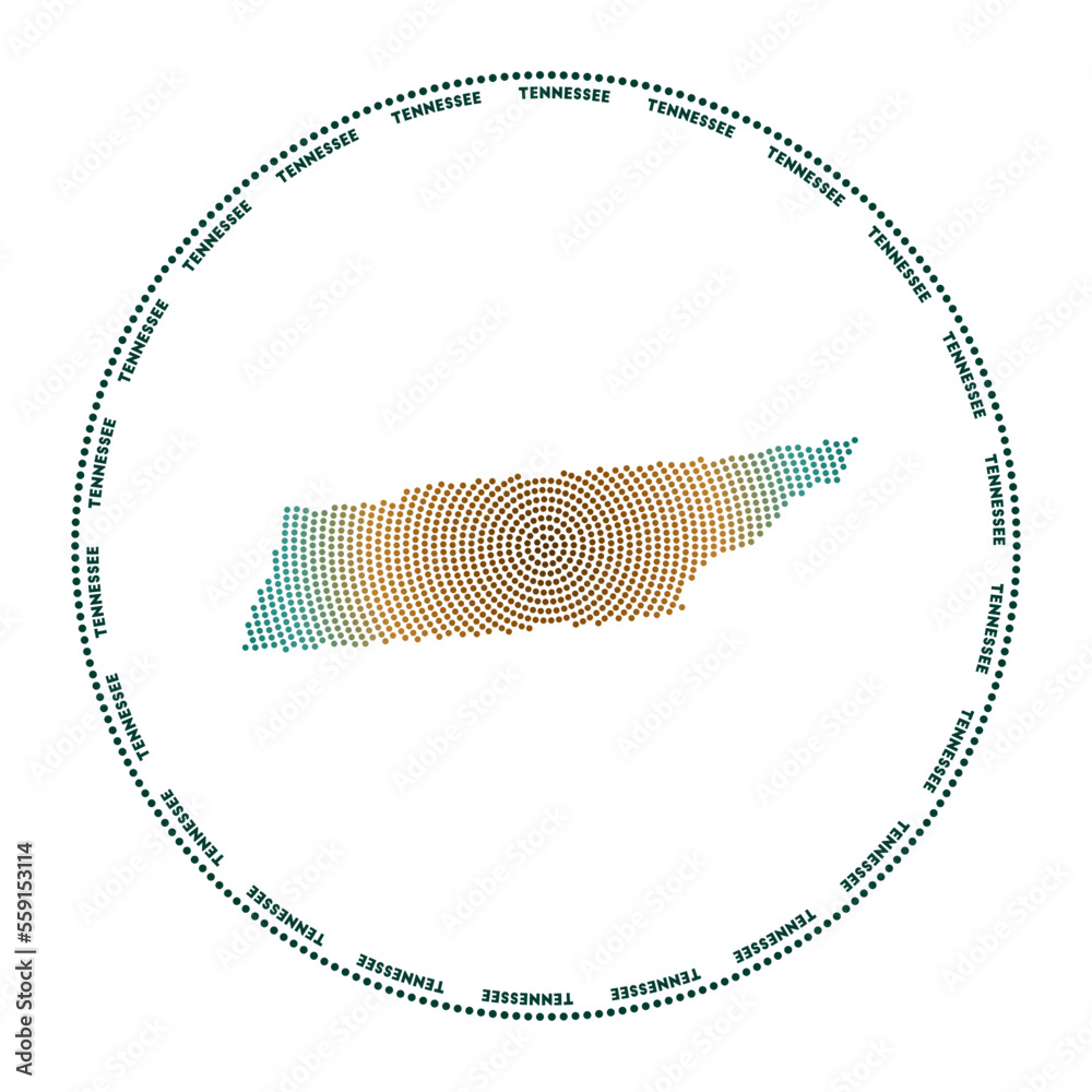 Tennessee round logo. Digital style shape of Tennessee in a dotted ...