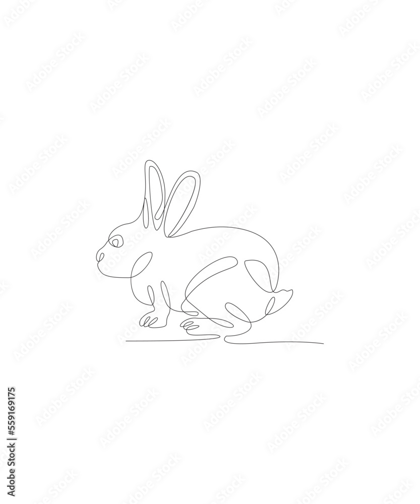One line drawing is connected. rabbit illustration. Rabbit animal ...
