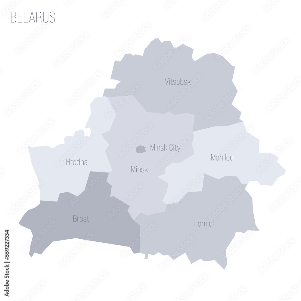 Belarus political map of administrative divisions - regions and one ...