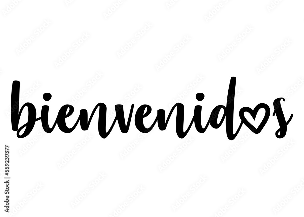 Letras de la palabra bienvenidos en español con corazón en lugar de ...