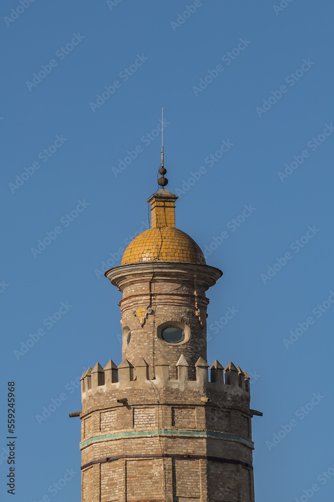 Golden Tower (Torre del Oro, from 13th century) located on the left ...