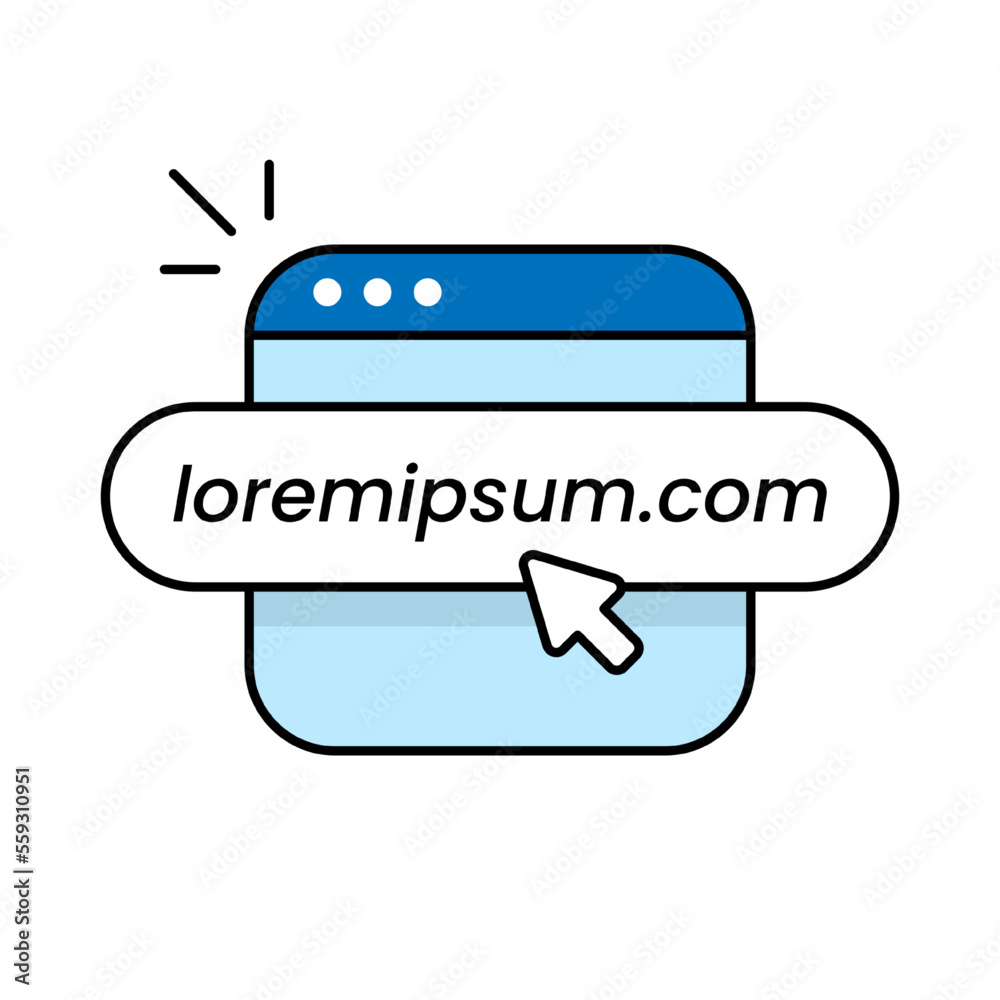 link button, website name, url, address concept illustration flat ...