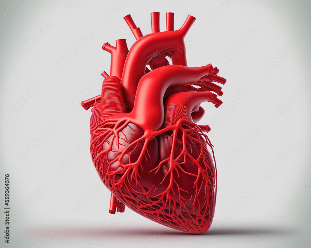 3d realistic isolated human heart. Anatomically correct heart with ...