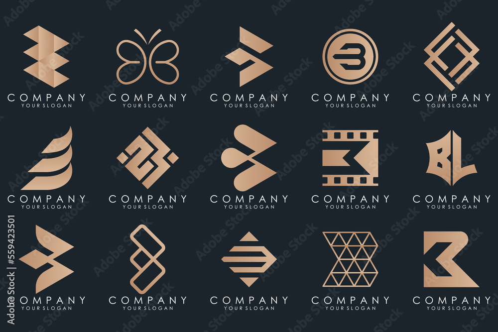 Vector de Stock abstract letter B logo icon set. design for business of ...