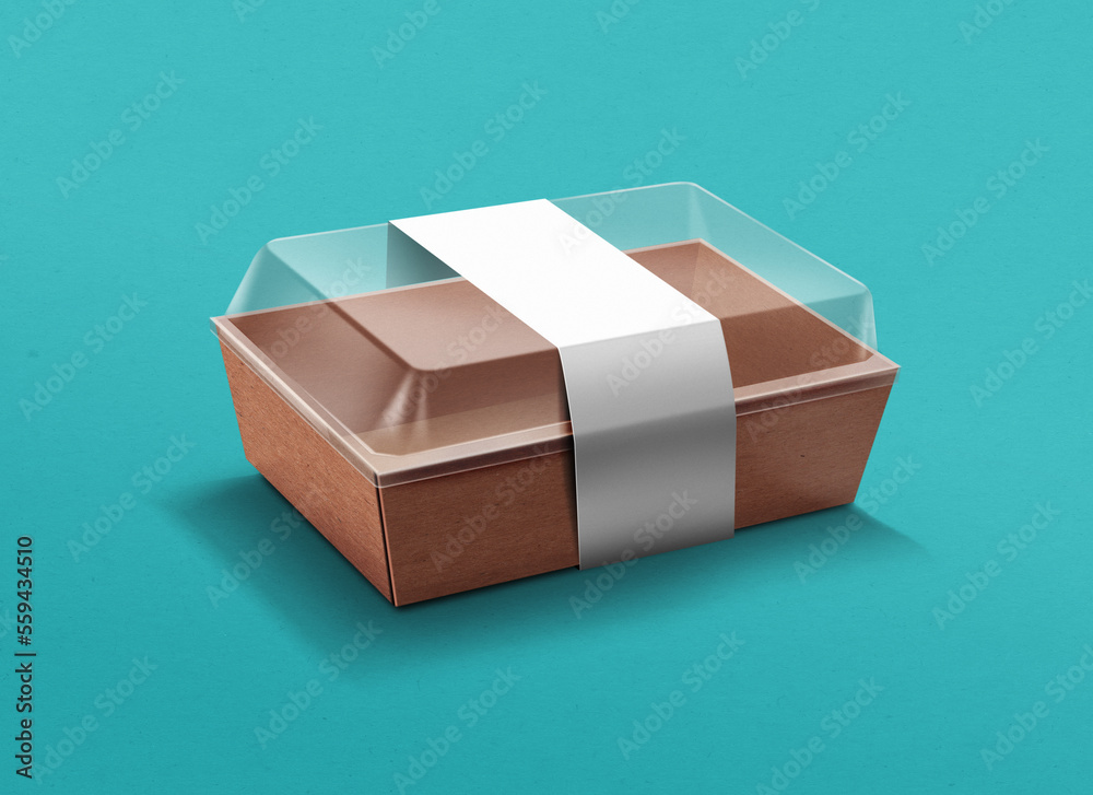 Blank disposable food container paper box mockup, isolated. Meal, lunch ...