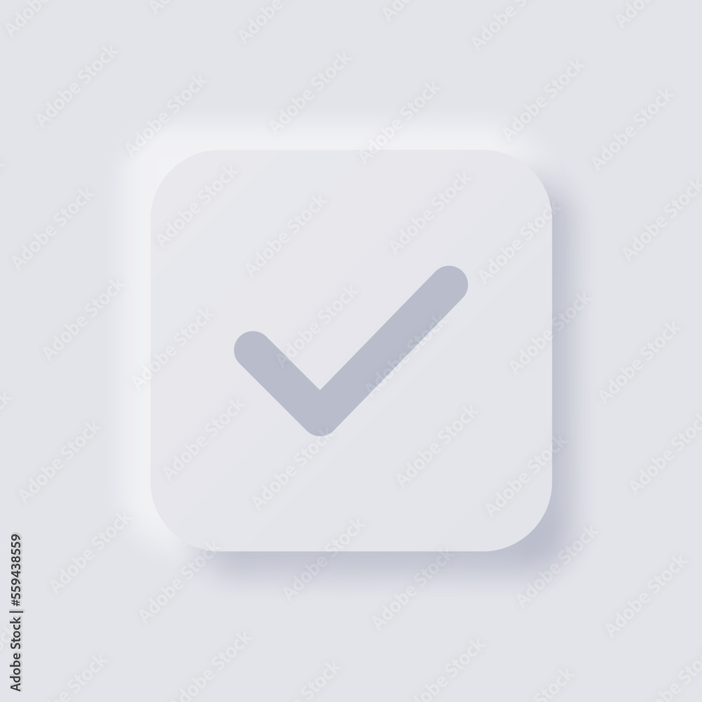 Check mark icon, Tick icon, White Neumorphism soft UI Design for Web design, Application UI and ...