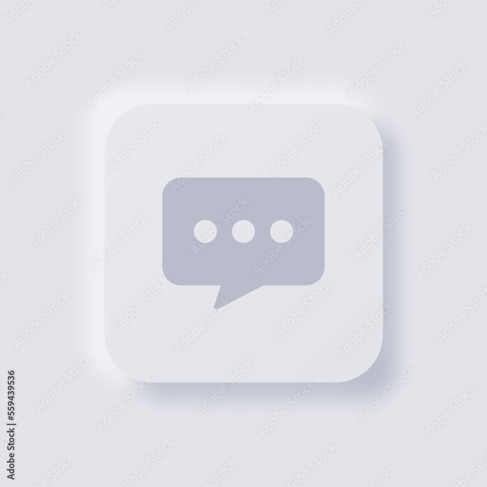 Speech balloon icon, White Neumorphism soft UI Design for Web design ...