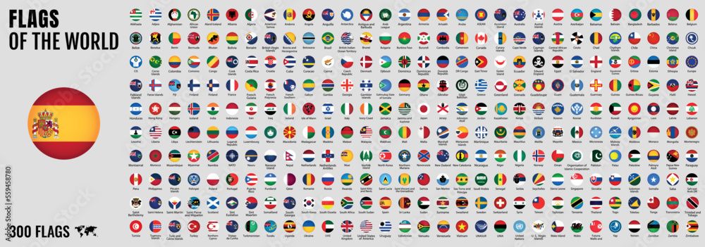 All official national flags of the world . circular design Stock Vector ...