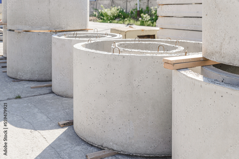 Reinforced concrete rings of different diameters for the construction ...