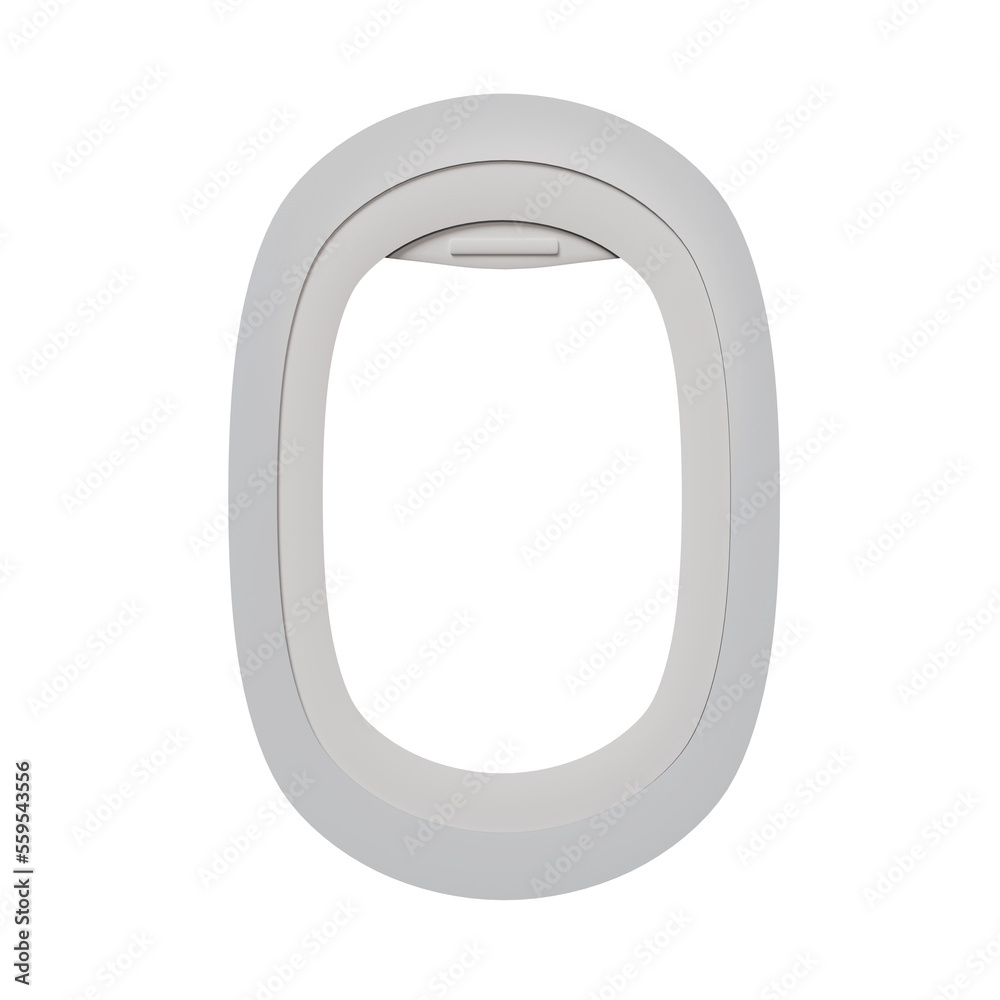 3D rendering open airplane window, isolated on transparent background ...
