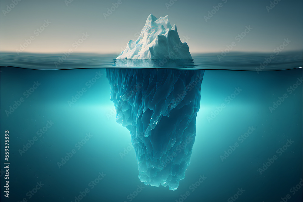 iceberg concept, underwater risk, dark hidden threat or danger concept ...