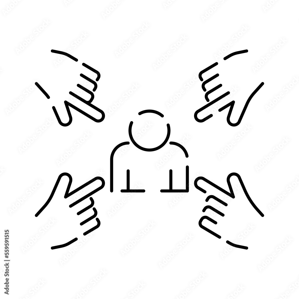 No racism line icon. Group bullying icon, bully persecution, harassment ...