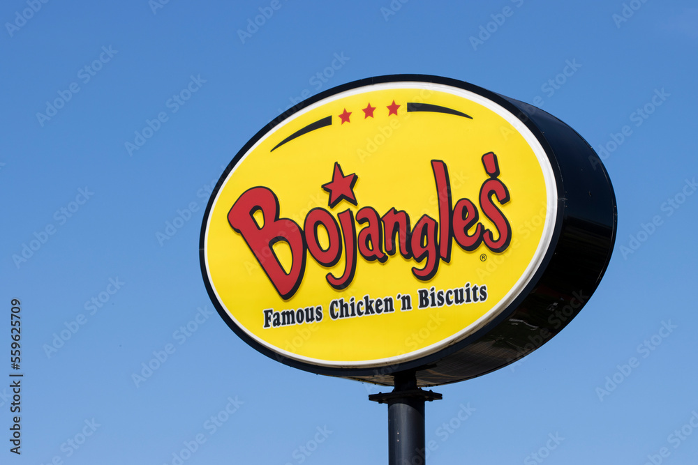 Charlotte, NC, USA - June 19, 2022: Bojangles sign is seen at one of ...