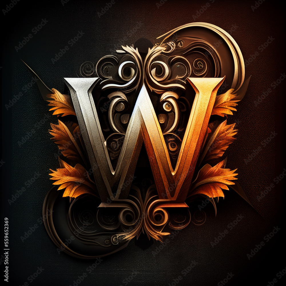 Decorative W letter with luxury and vintage letter style. Generative AI ...