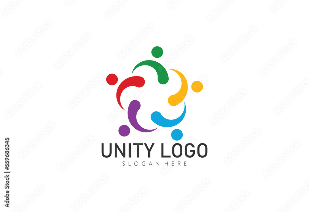 Unity people colorful logo design symbol template flat style vector ...