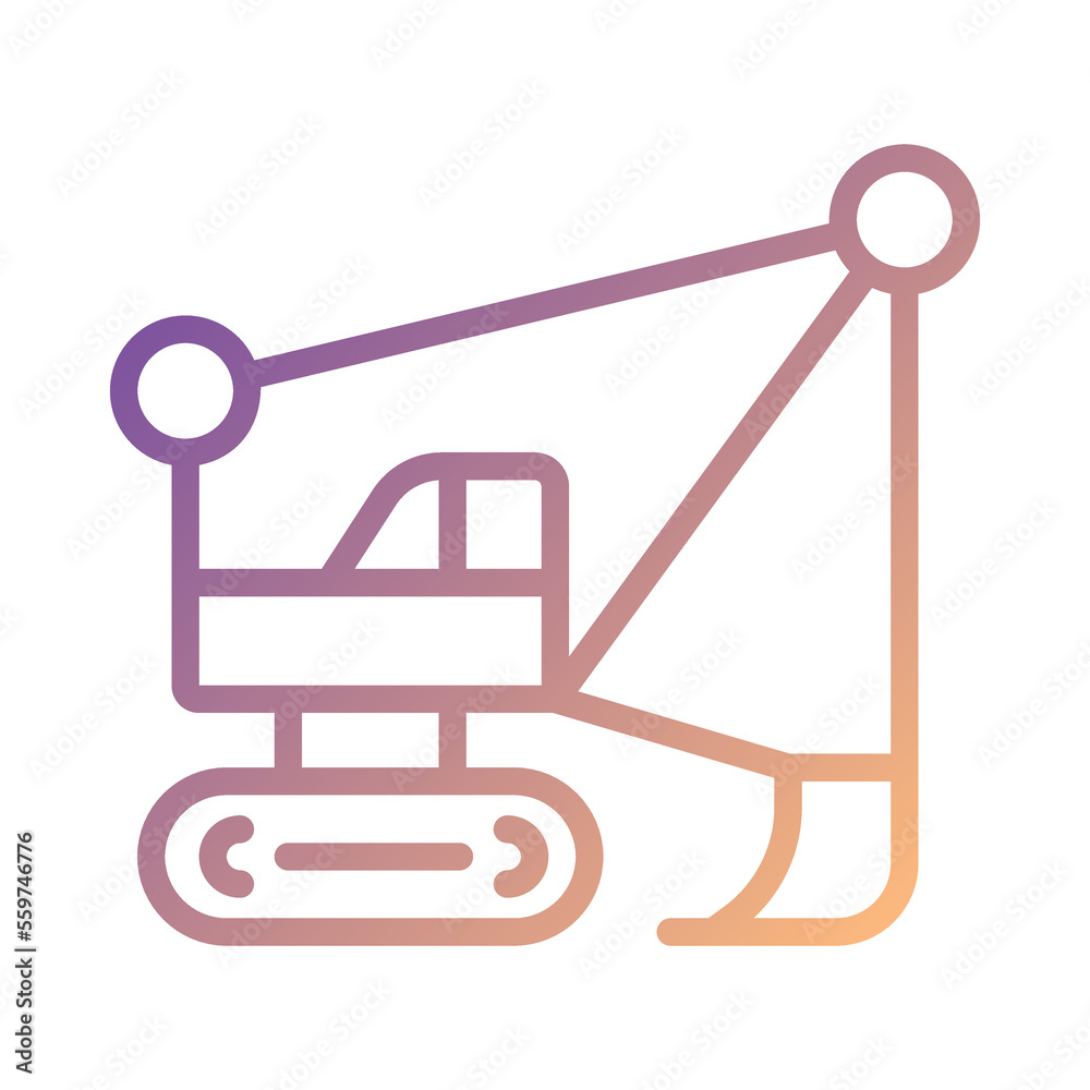 Dragline excavator pixel perfect gradient linear vector icon. Large ...