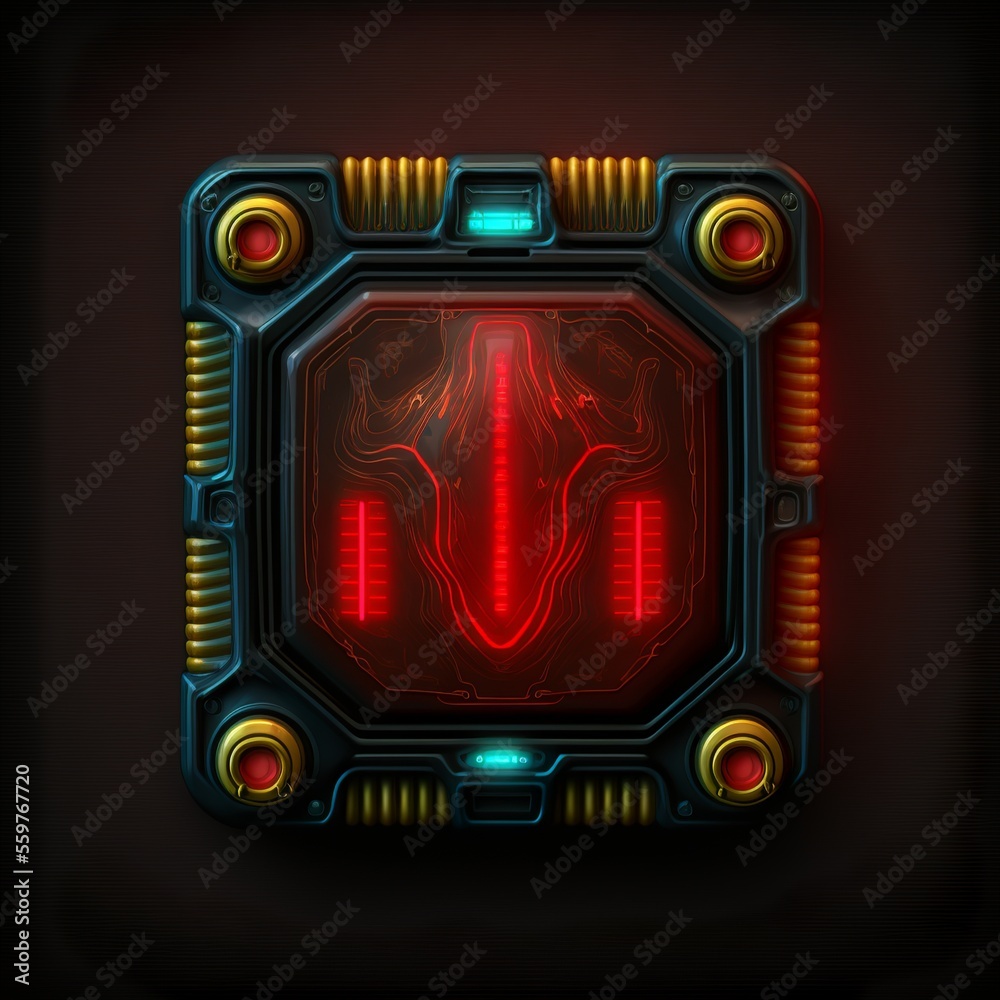 Futuristic sci-fi health bar indicator device interface for cyberpunk ...