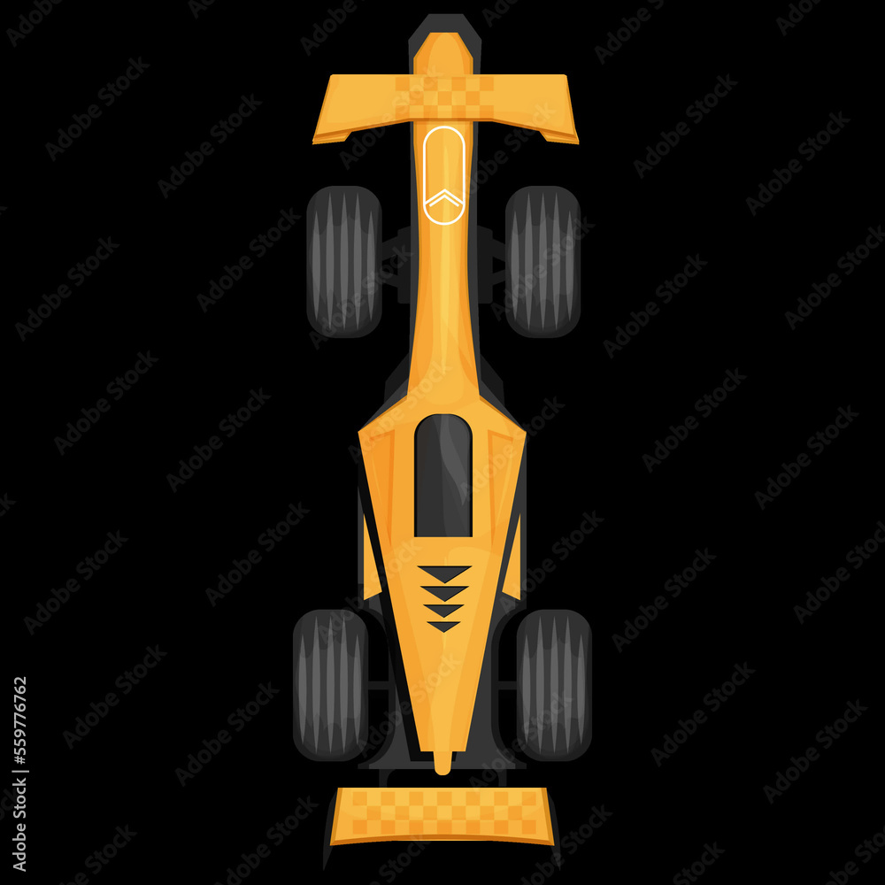 Race car top view in cartoon style transport with shadows and light ...