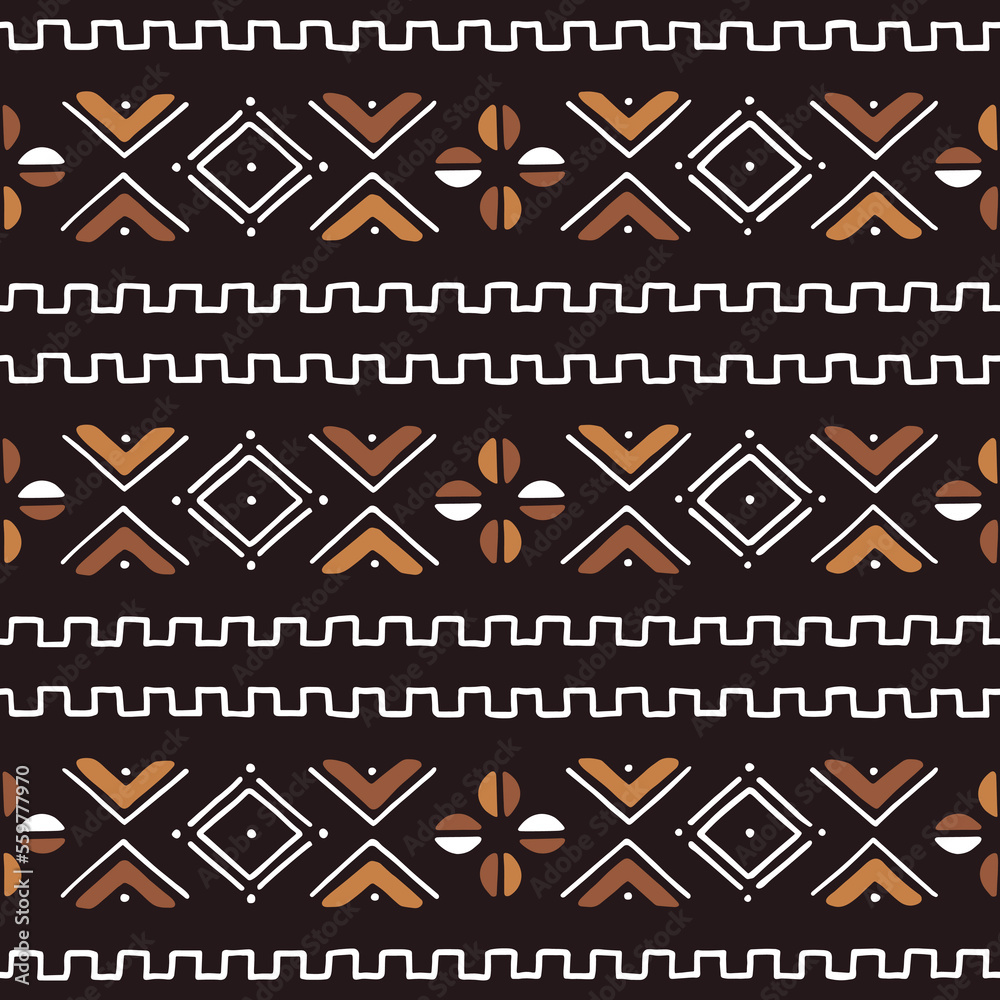 African seamless pattern. Traditional mud cloth, bogolan. Tribal fabric ...
