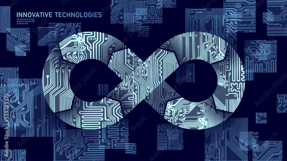 Devops software development operations infinity symbol. Programmer administration system life ...