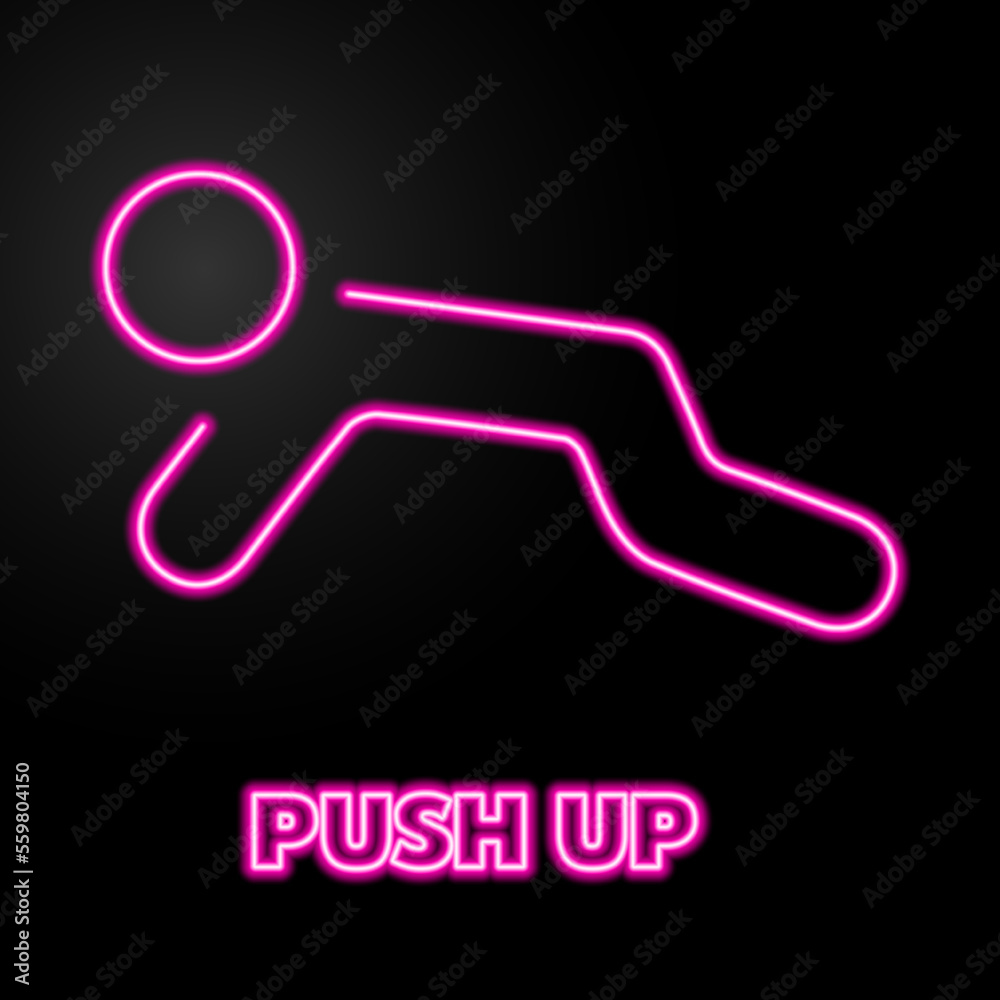 man push up head neon sign, modern glowing banner design, colorful ...