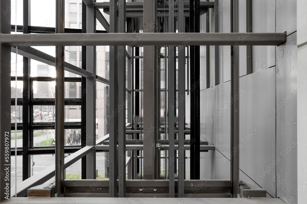 Selective focus view at open system and modern industrial style of ...