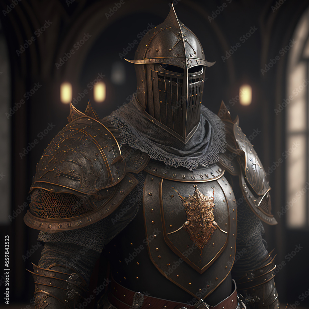 Ilustración de Stock medieval heavily armored soldier in spiked armor ...