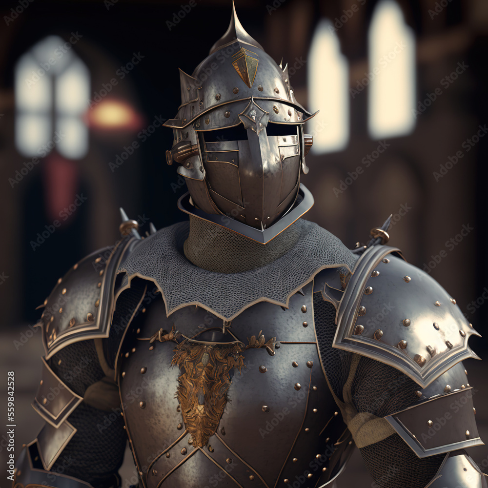 medieval heavily armored soldier in spiked armor, concept art Stock ...
