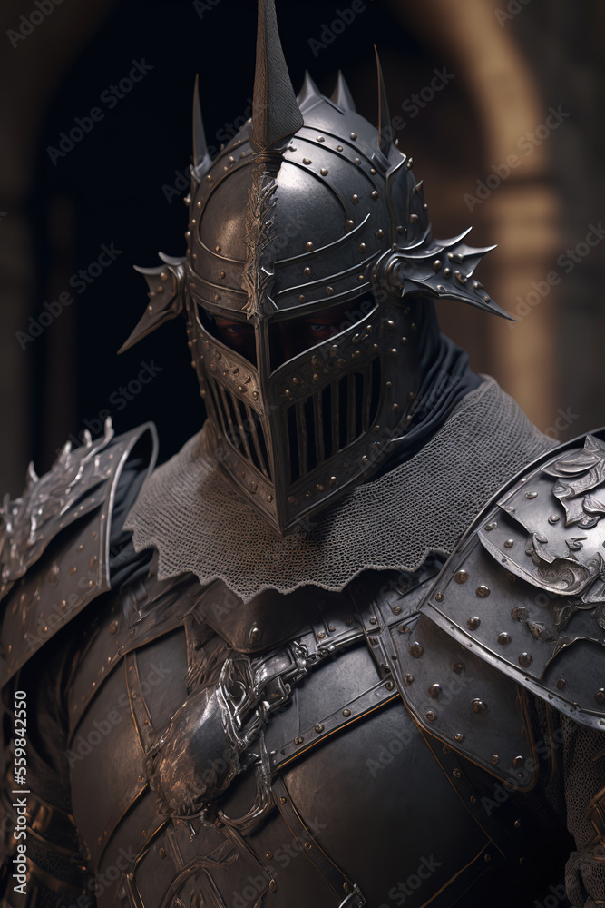 medieval heavily armored soldier in spiked armor, concept art Stock ...