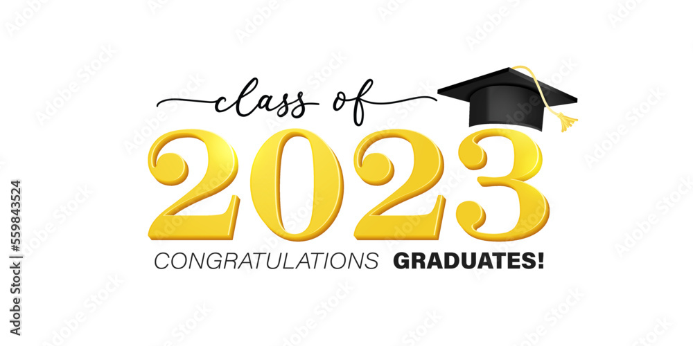 Class of 2023. Congratulation graduates flat style design template with ...