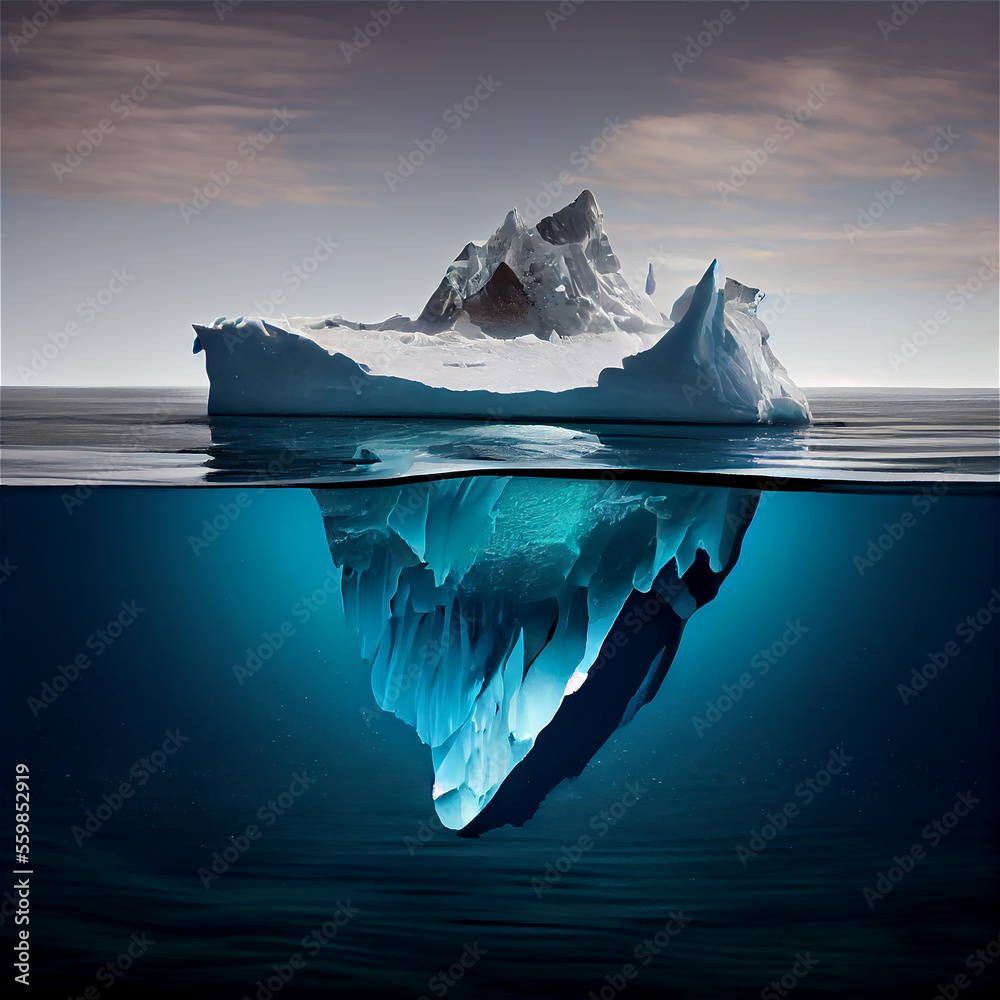 Ilustración de Stock Iceberg illustration showing the external part and ...