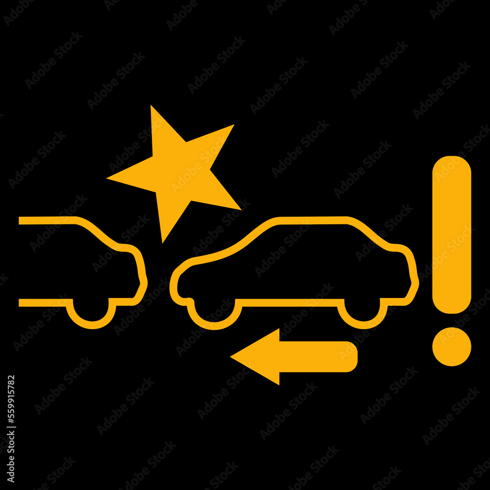Amber vector graphic on a black background of a dashboard warning light ...