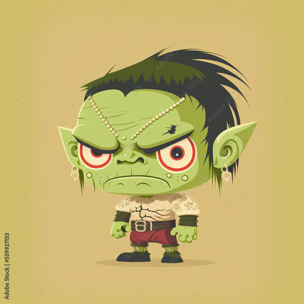 Stock-Illustration „Chibi Cute Isolated Cartoon Scowling Warrior Orc or ...