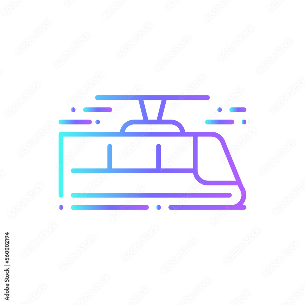 Tram Transportation icon with blue gradient outline style. Vehicle, symbol, transport, line ...