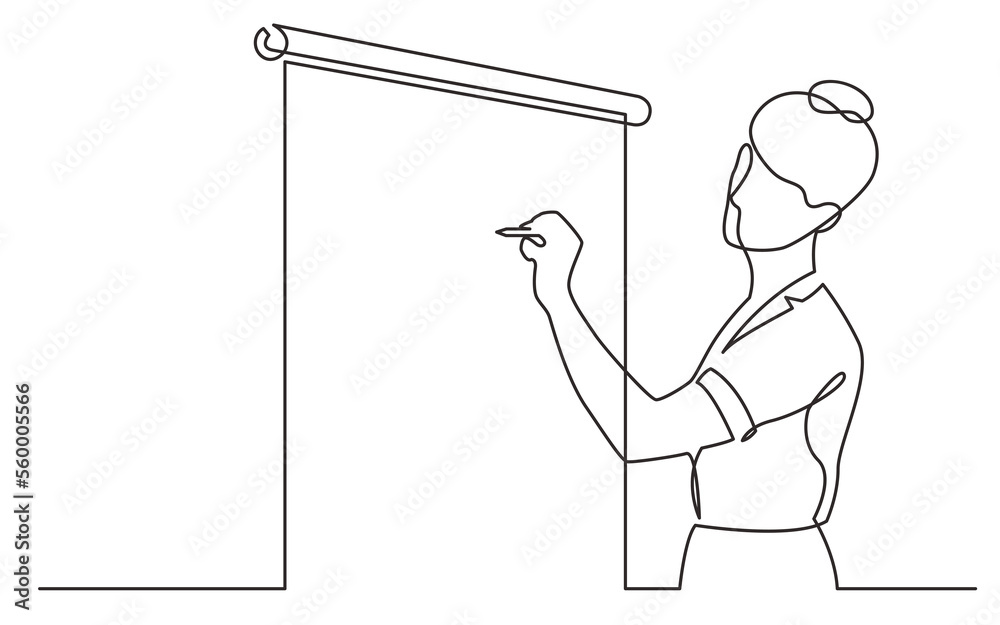 continuous line drawing presenter drawing n presentation screen - PNG ...