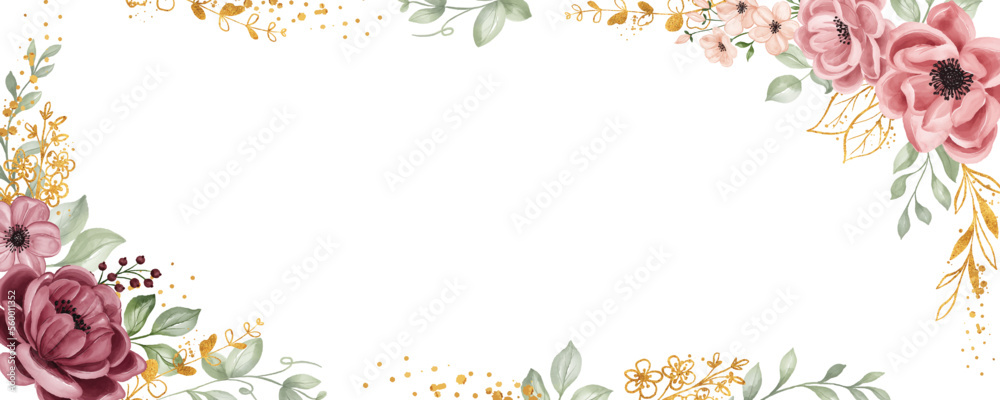 Vector de Stock Floral banner arrangement from leaves and flowers ...