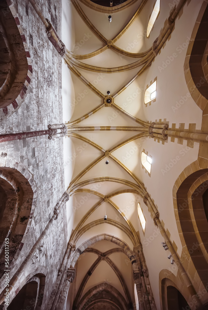 Interior of famous roman style Jáki church Hungary Stock Photo | Adobe ...