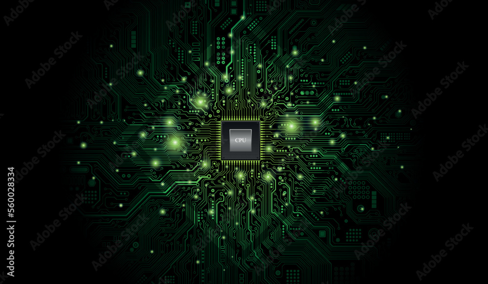 CPU Chip on Motherboard. Central Computer Processors CPU concept ...