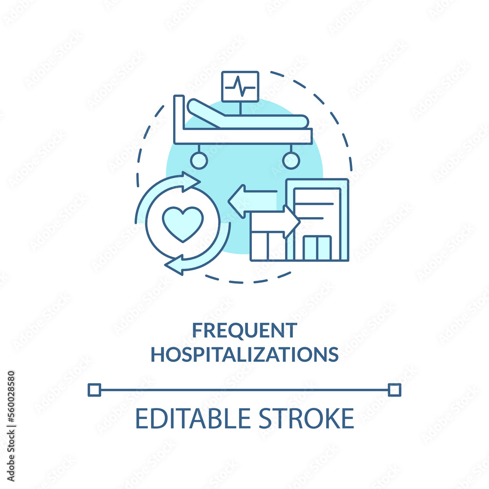 Frequent hospitalization blue concept icon. Chronic care management ...
