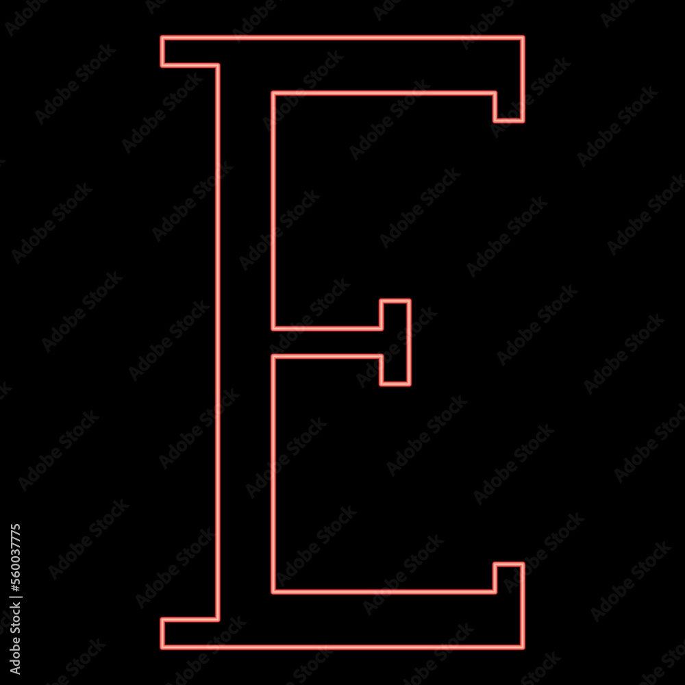 Neon epsilon greek symbol capital letter uppercase font red color ...