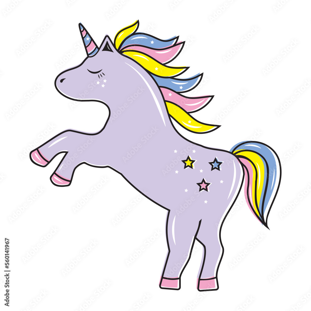 Cute Unicorn, colorful cartoon pony character, Vector illustration ...
