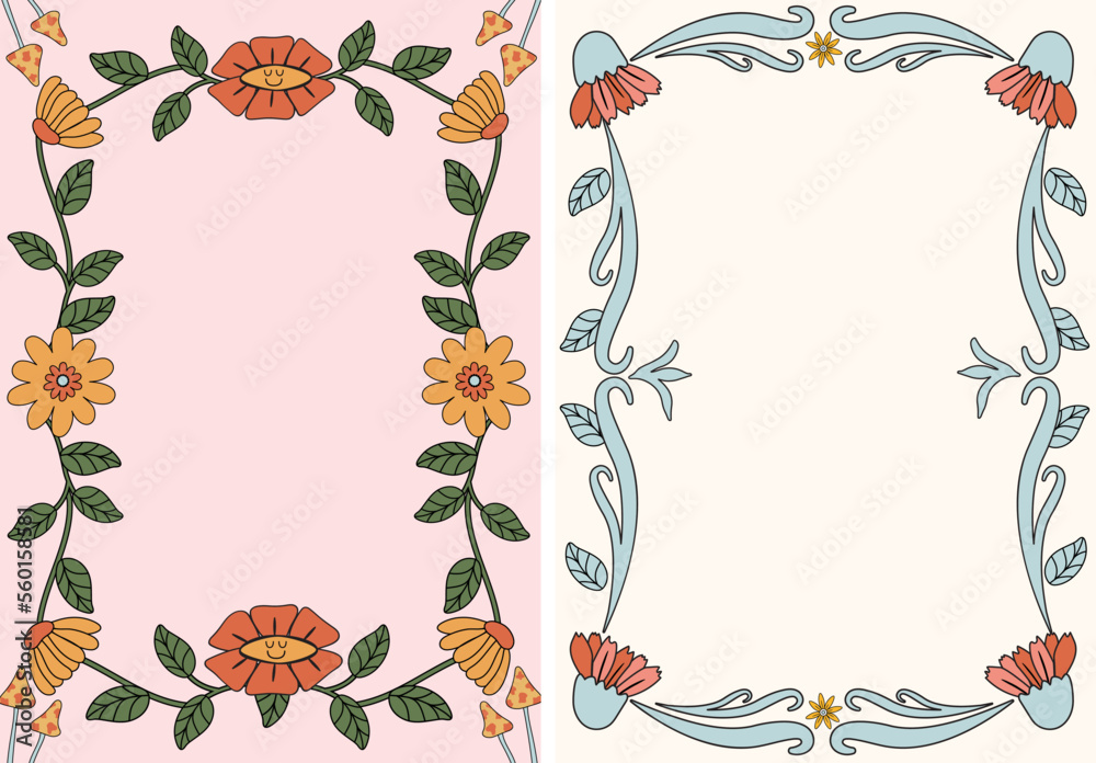 Hand drawn floral retro background for Posters Wall art, Invites and ...