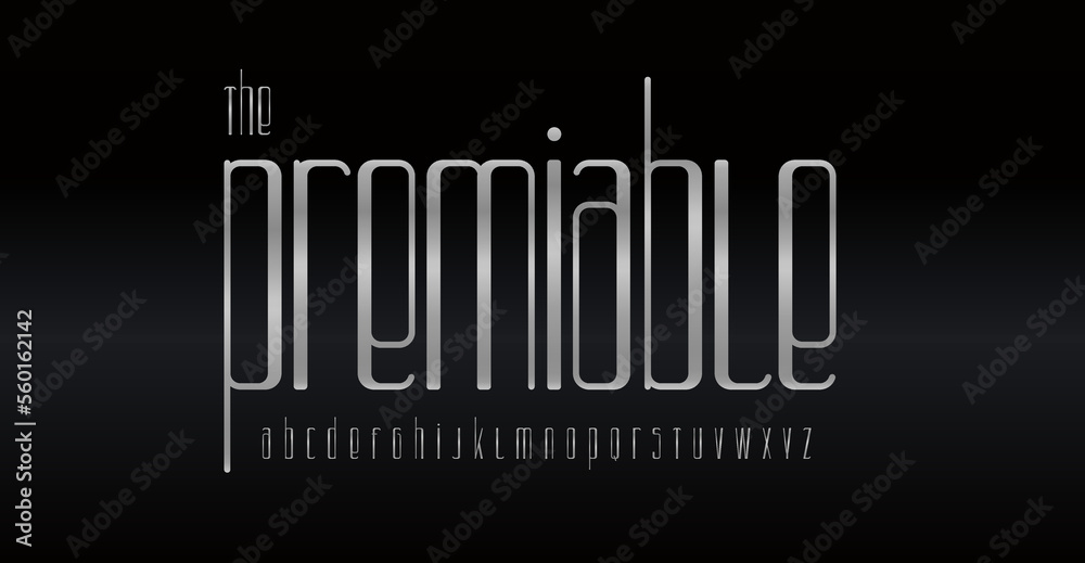 Slim fashion font grey aluminium letters with rounded corners ultra ...